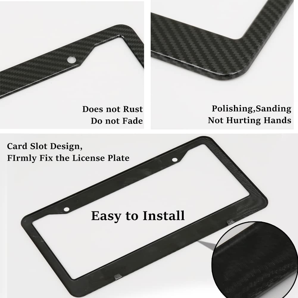 2 Pack Black License Plate Frames for Cowboys,Carbon Fiber License Tag Plate Frames Holder,with All The Screw Parts