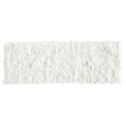 Juvale Soft Faux Sheepskin Fur Throw Rug, 2x6 Feet Shaggy Non-Slip Mat Runner (White)