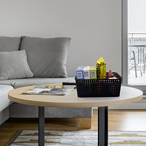 Asking 4-Pack Plastic Weave Storage Basket, Black