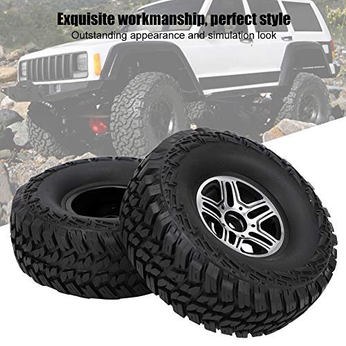 RC Car Wheel, Aluminium Alloy High Accuracy Wear Resistant Simulation Look RC Wheel Hubs Tire Convenient for 1/10 Remote Control Model(B Black)