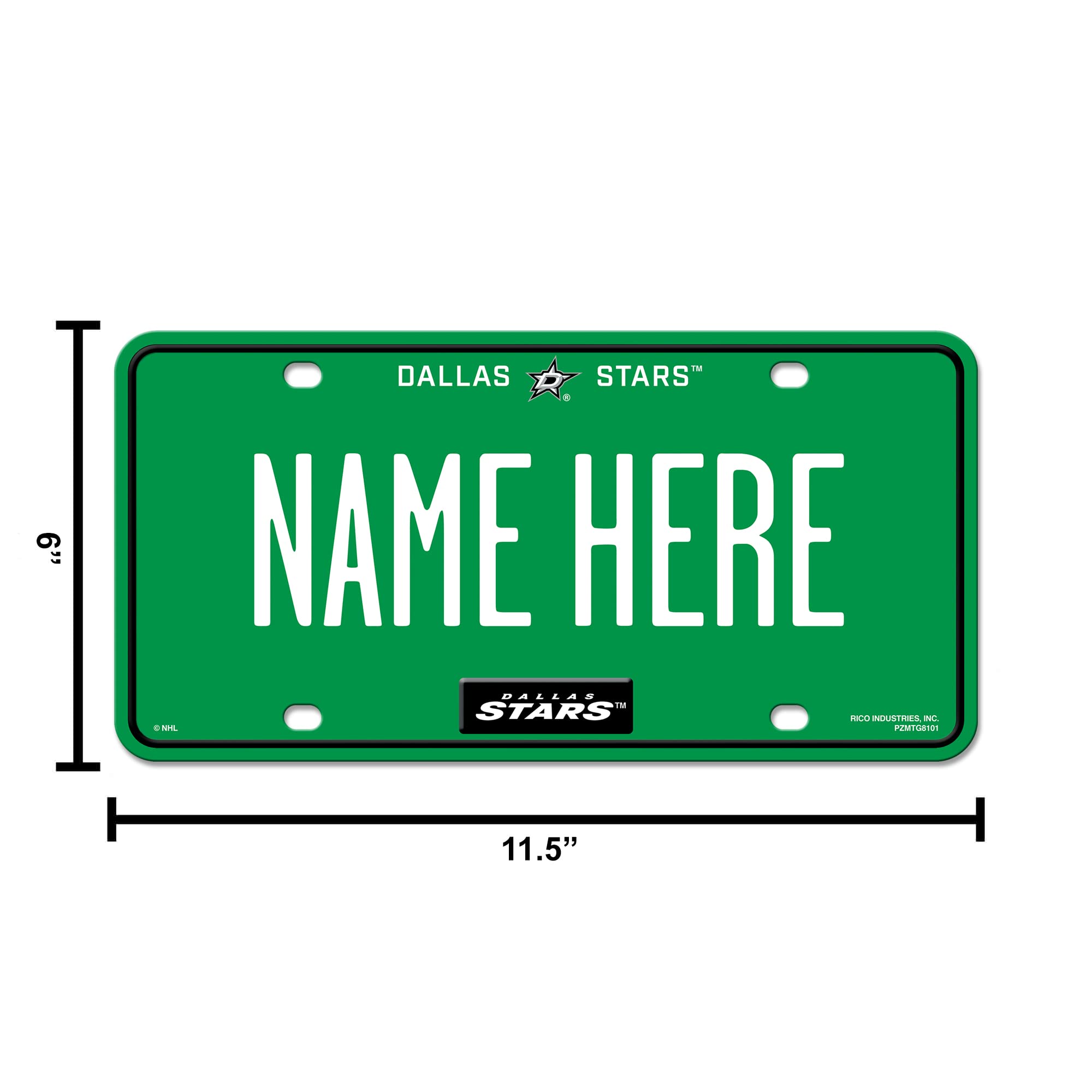 Rico Industries NHL Hockey Dallas Stars Personalized Metal Auto Tag 8.5" x 11" - Great for Truck/Car/SUV