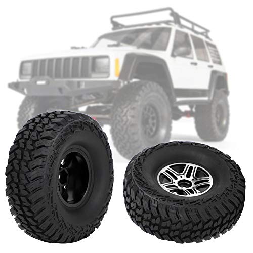 RC Car Wheel, Aluminium Alloy High Accuracy Wear Resistant Simulation Look RC Wheel Hubs Tire Convenient for 1/10 Remote Control Model(B Black)