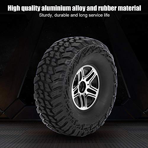 RC Car Wheel, Aluminium Alloy High Accuracy Wear Resistant Simulation Look RC Wheel Hubs Tire Convenient for 1/10 Remote Control Model(B Black)