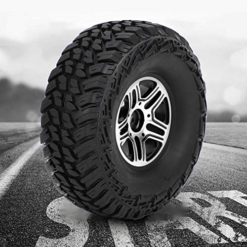 RC Car Wheel, Aluminium Alloy High Accuracy Wear Resistant Simulation Look RC Wheel Hubs Tire Convenient for 1/10 Remote Control Model(B Black)