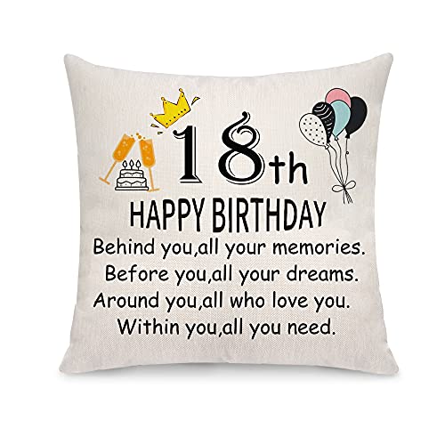KHUBINATH Happy Birthday Celebrate Gift to Friends Sisters Daughter Inspirational Pillow Covers Throw Pillow Cases Linens Square Shape Home Indoor Fashion Decorations (18th), 18X18 Inch