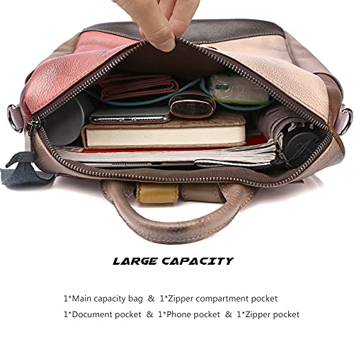 Segater Multicoloured Backpack Fashion Genuine Leather 2 Ways Convertible Shoulder Bag Vintage Patchwork Handbag Travel Satchel Rucksack