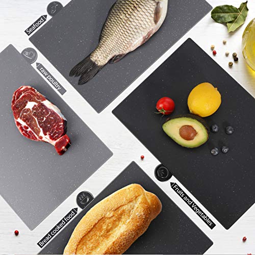 MASTERTOP Cutting Board Set for Kitchen Holder - Index Plastic Chopping Board Set of 4, BPA Free, No Slip, Dishwasher Safe, Thicker Cutting Boards With Draining Rack Organizer, 1 Pair of Scissors