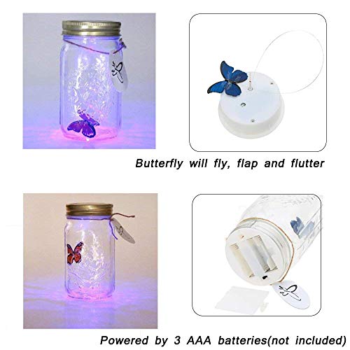 NC Butterfly in a Glass Jar, Hsxxf LED Lamp Jar Animated Butterfly in A Jar Tap to Activate Gift Decoration (Blue)