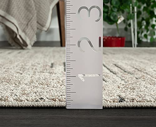 Abani Contemporary Cream & Grey Geometric Area Rug - 7'9" x 10'2" (8x10) Non-Shed Rugs Modern Triangle Pattern Living Room Carpet