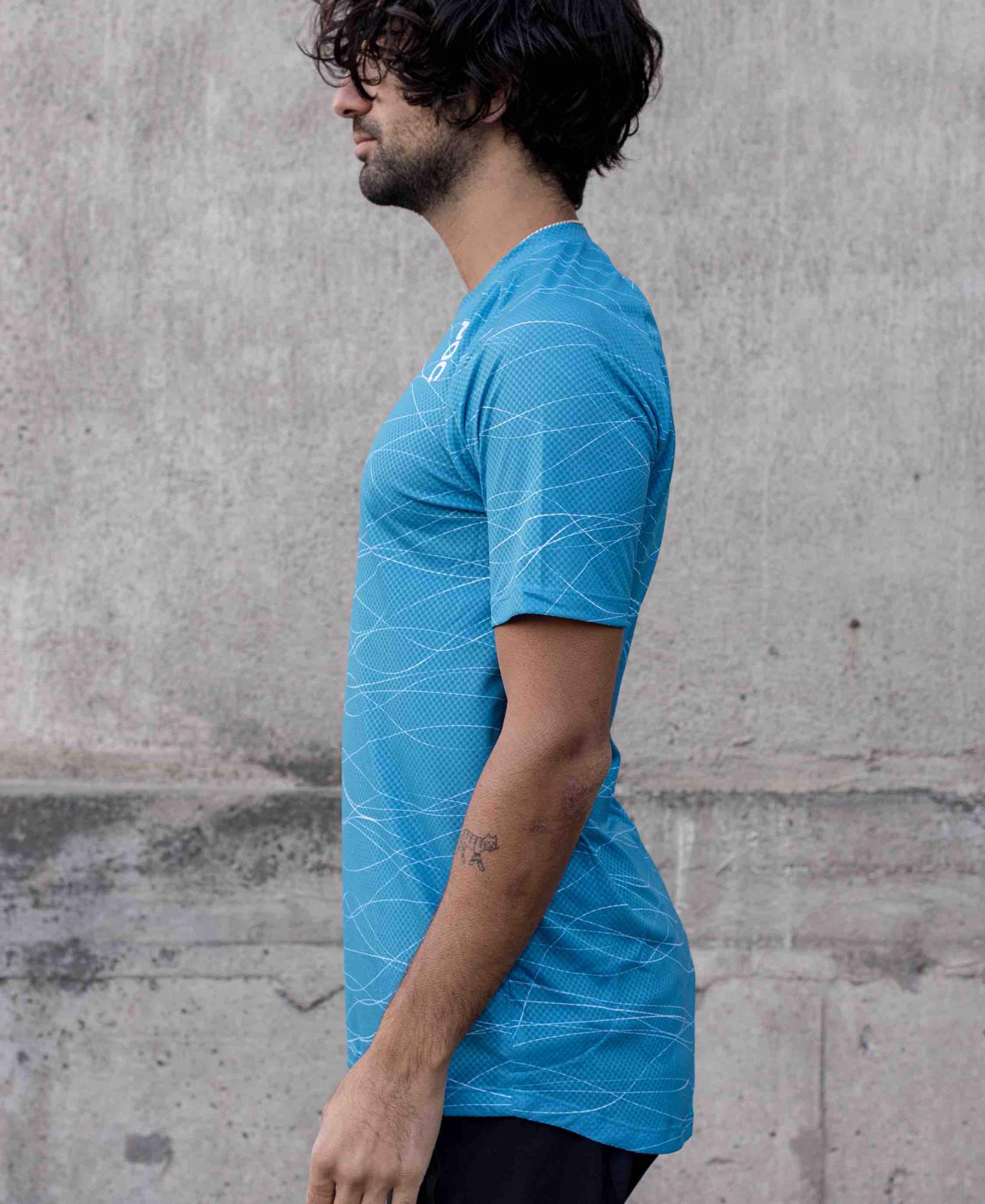 POC Mtb Pure T-Shirt - Men's Lines Basalt Blue, Xs