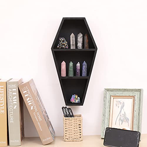 U/D Coffin Shelf Coffin Bookshelf Gothic Room Decor Floating Shelves Witchy Gifts for Halloween,Grunge Room Decor,Skull Wall Decor