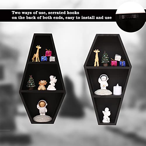 U/D Coffin Shelf Coffin Bookshelf Gothic Room Decor Floating Shelves Witchy Gifts for Halloween,Grunge Room Decor,Skull Wall Decor