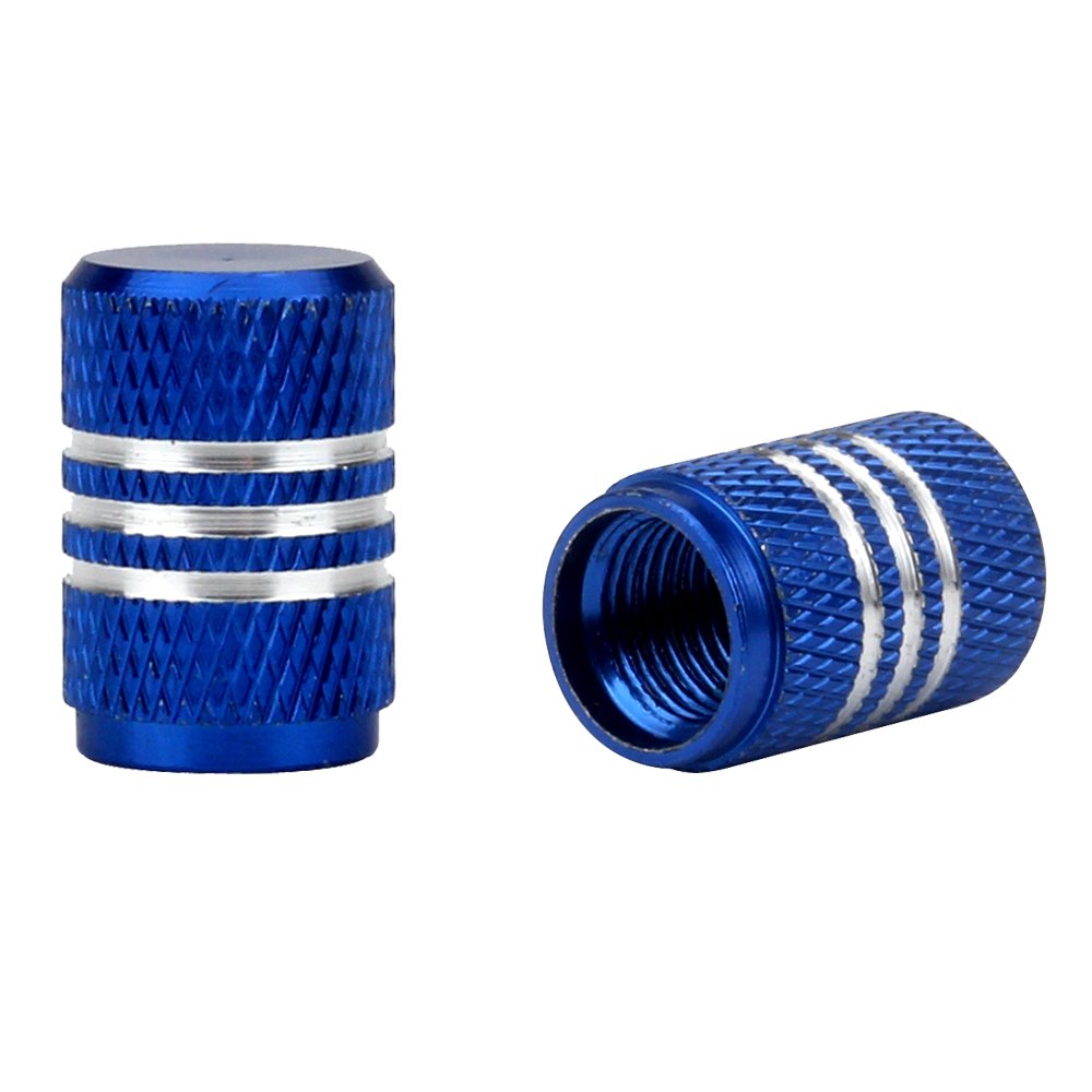 Senzeal 5X Aluminum Car Tire Valve Stem Caps Round Style Air Covers Blue