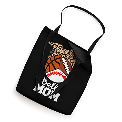 Ball Mom Funny Baseball Basketball Football Leopard Mom Tote Bag