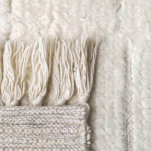Safavieh Casablanca Collection 7' Square Ivory CSB454A Handmade Moroccan Tassel Premium Wool Living Room Dining Bedroom Area Rug