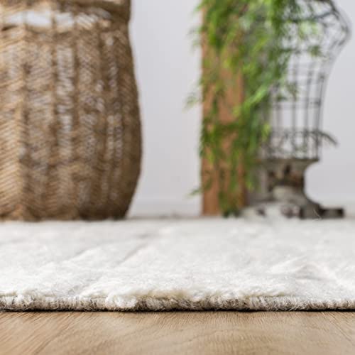 Safavieh Casablanca Collection 7' Square Ivory CSB454A Handmade Moroccan Tassel Premium Wool Living Room Dining Bedroom Area Rug