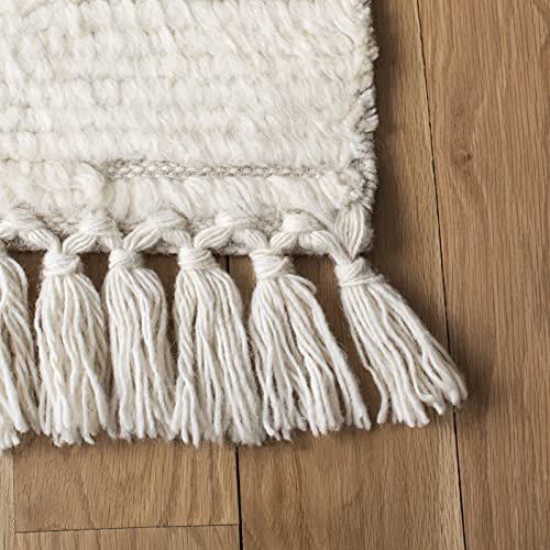 Safavieh Casablanca Collection 7' Square Ivory CSB454A Handmade Moroccan Tassel Premium Wool Living Room Dining Bedroom Area Rug