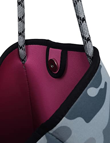 Trymall Beach Bags, Large Capacity Handbag Camo Waterproof Women Casual Fashion Tote (White Red)