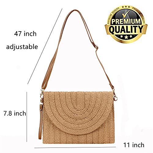 Straw Bag Straw Shoulder Bag Straw Clutch Straw Crossbody Bag Casual Beach Straw Handmade Bag for Women Envelope Purse Wallet