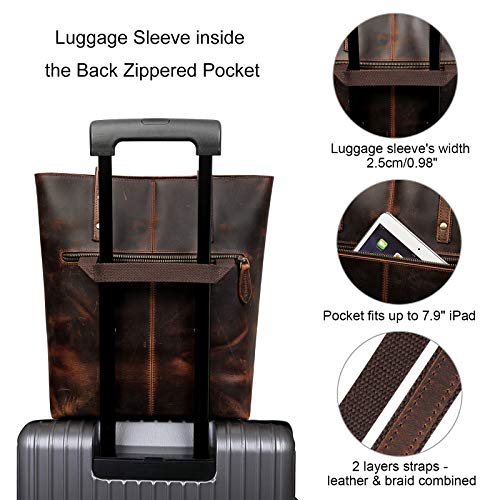 S-ZONE Medium Women Genuine Leather Tote Bag Ladies Shoulder Purse Handbag Big Front Pocket