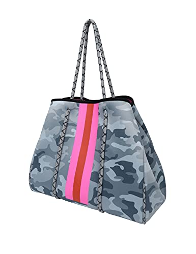 Trymall Beach Bags, Large Capacity Handbag Camo Waterproof Women Casual Fashion Tote (White Red)