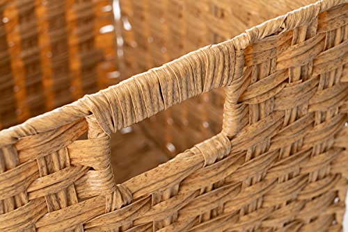 Foldable Synthetic Plastic Wicker Storage Basket with Iron Wire Frame By Blue Ridge Basket Company (Set of 4)