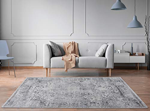 United Weavers of America, Austin Clark Blue Accent Rug Classic Indoor Rug with Jute Backing. Transitional Rugs, Grey, 1'11" x 3' (4540 20472 24)