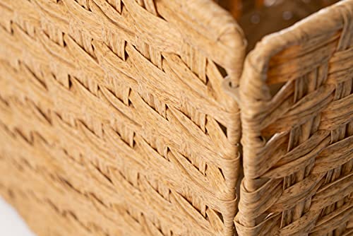 Foldable Synthetic Plastic Wicker Storage Basket with Iron Wire Frame By Blue Ridge Basket Company (Set of 4)