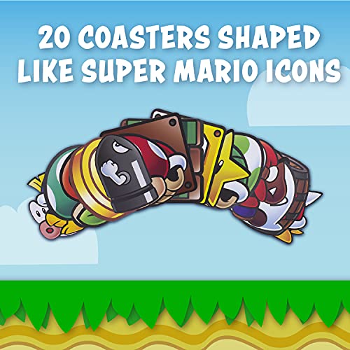 Paladone Super Mario Fun Fact Coasters, Set of 20, Officially Licensed Nintendo Merchandise, Multicolor, One Size, PP8051NN