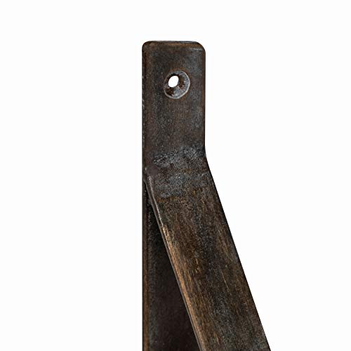 Kate and Laurel Sudbury Rustic Plant Wall Shelf, Set of 2, Rustic Caramel Wood and Iron Metal, Chic Farmhouse-Inspired Floating Shelf Set