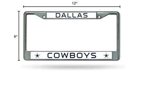 Rico Industries NFL Dallas Cowboys Chrome License Plate Frame,12-Inch by 6-Inch,Silver