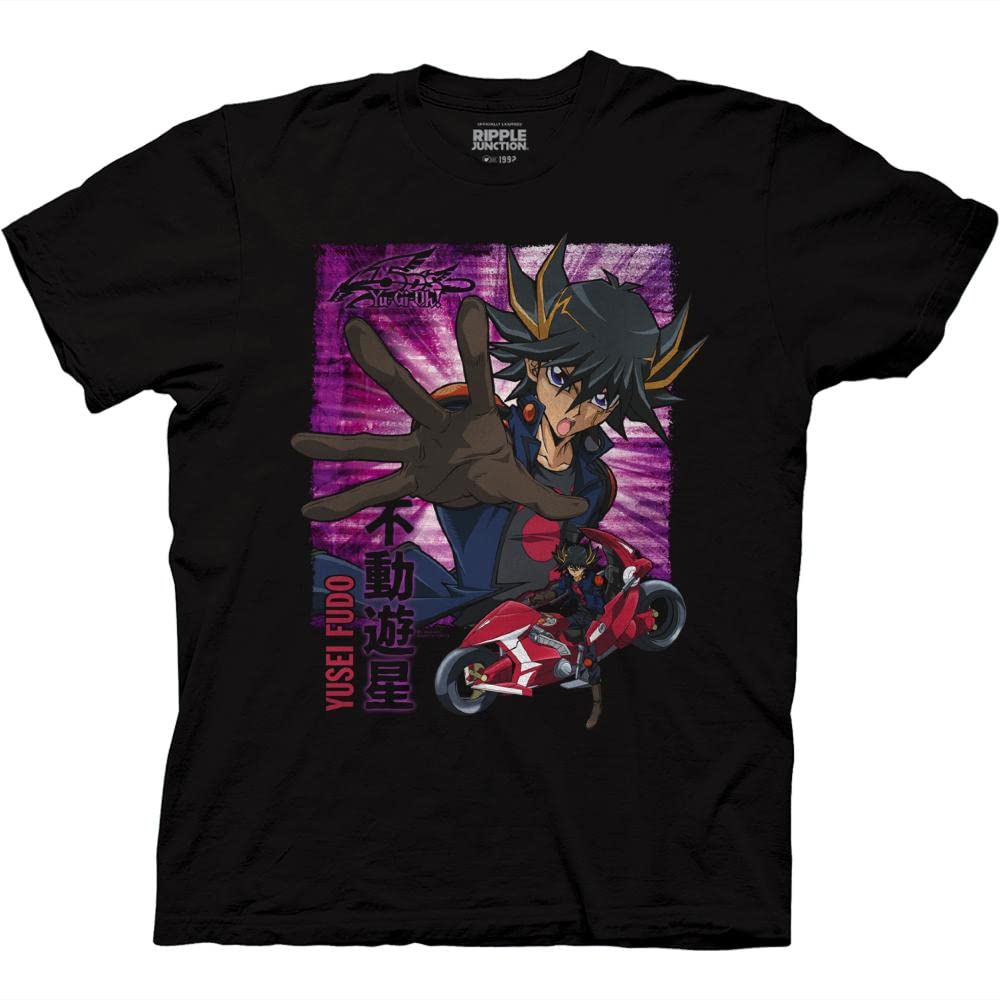 Ripple Junction Yu-Gi-Oh! Yusei D-Wheel Anime Adult T-Shirt Officially Licensed 3XL Black