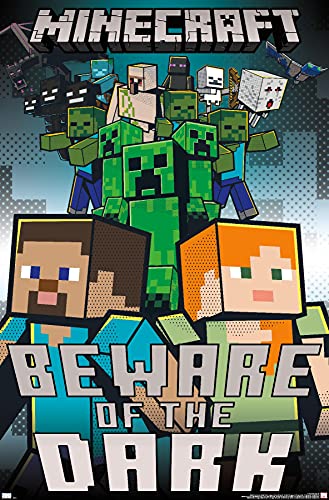 Trends International Minecraft-Beware of The Dark Wall Poster, 22.375" x 34", Unframed Version