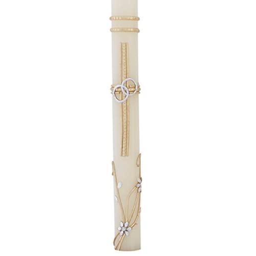 Wedding Unity Candle Set for Ceremonies, Gold Tone and Silver Toned Ornate Centerpiece Candles, 3 Pieces Included