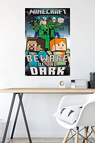 Trends International Minecraft-Beware of The Dark Wall Poster, 22.375" x 34", Unframed Version