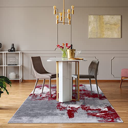 LUXE WEAVERS Rug Nuvola 8722 Red Distressed Abstract Area Rug 2x3