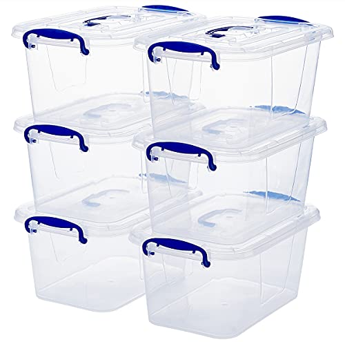 YYQX 6-Pack Clear Plastic Storage Bin with Lids, Stackable Organizer Box with Latching Handle, 6.5L/7quart