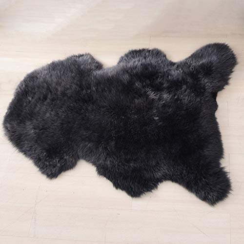 AOGELAN Area Rugs, Genuine New Zealand Sheepskin Rug, Soft Fur Throw Prayer Irregular Pup Rug (Steel, 2x3ft)