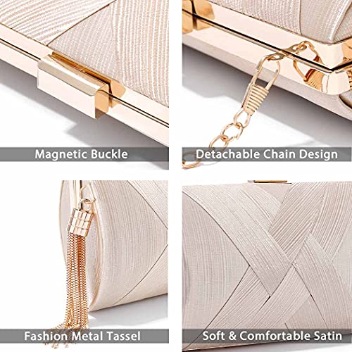 Yokawe Women's Evening Clutch Bag Stain Bridal Purse Wedding Prom Night out Party Handbag (Gold)