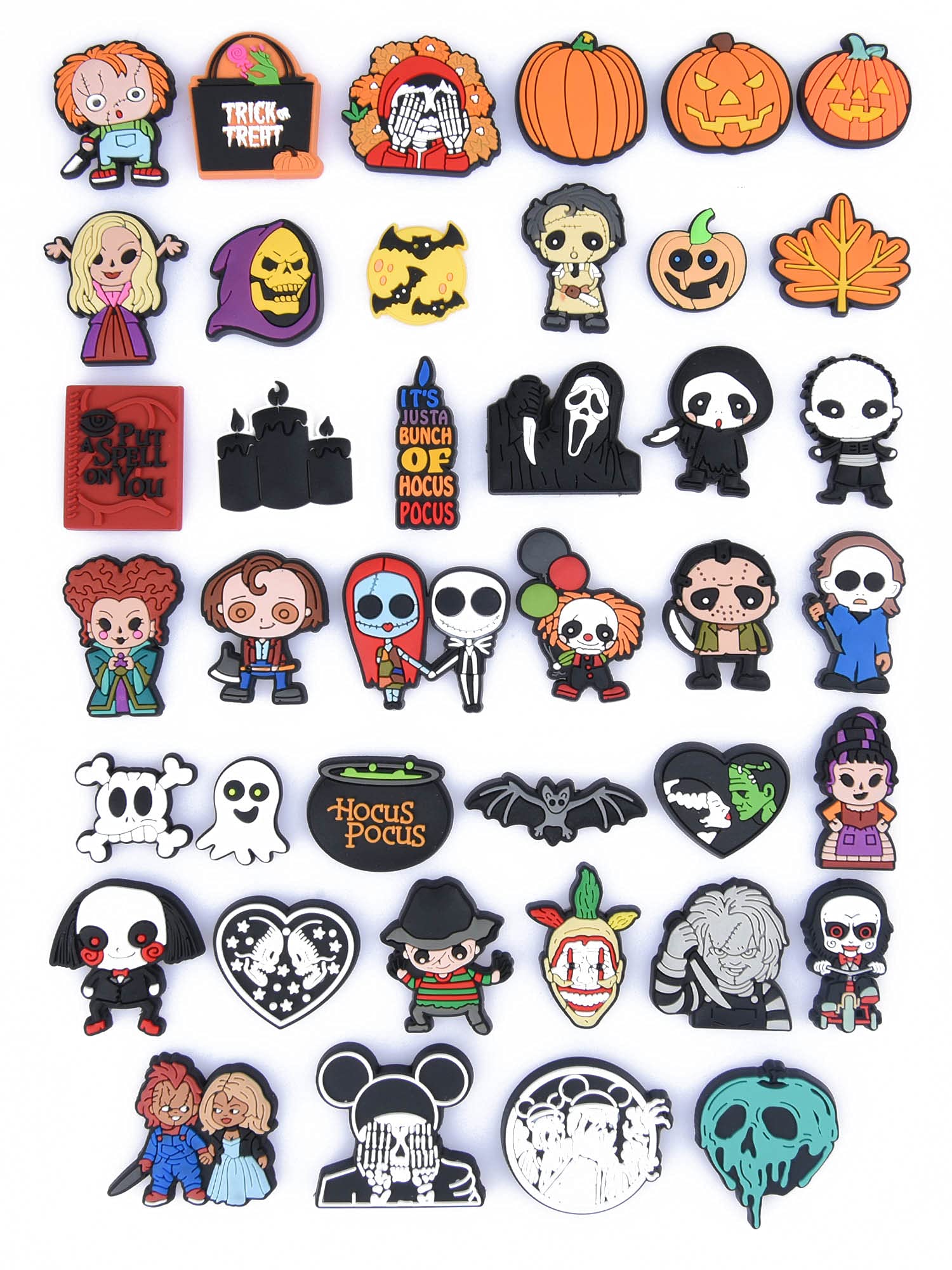 UNN Pack of 40 Pieces Halloween PVC Shoe Charms Women Pumpkin Lantern Shoes Decoration Ghost of Terror Wristbands Accessories Trick or Treat Style 2