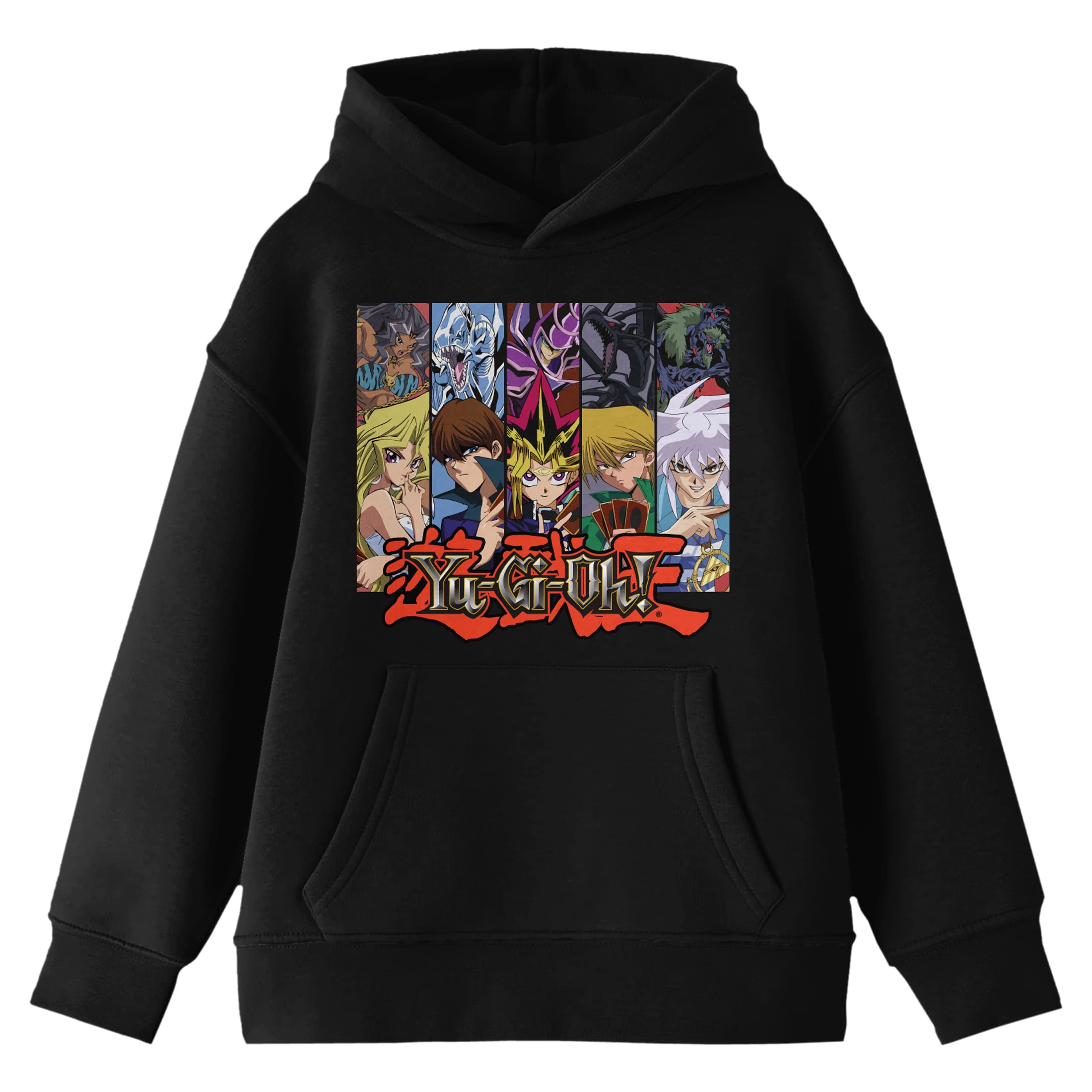 Bioworld Yu-Gi-Oh Character Group With Main Monsters Long Sleeve Youth Black Hooded Sweatshirt-XL