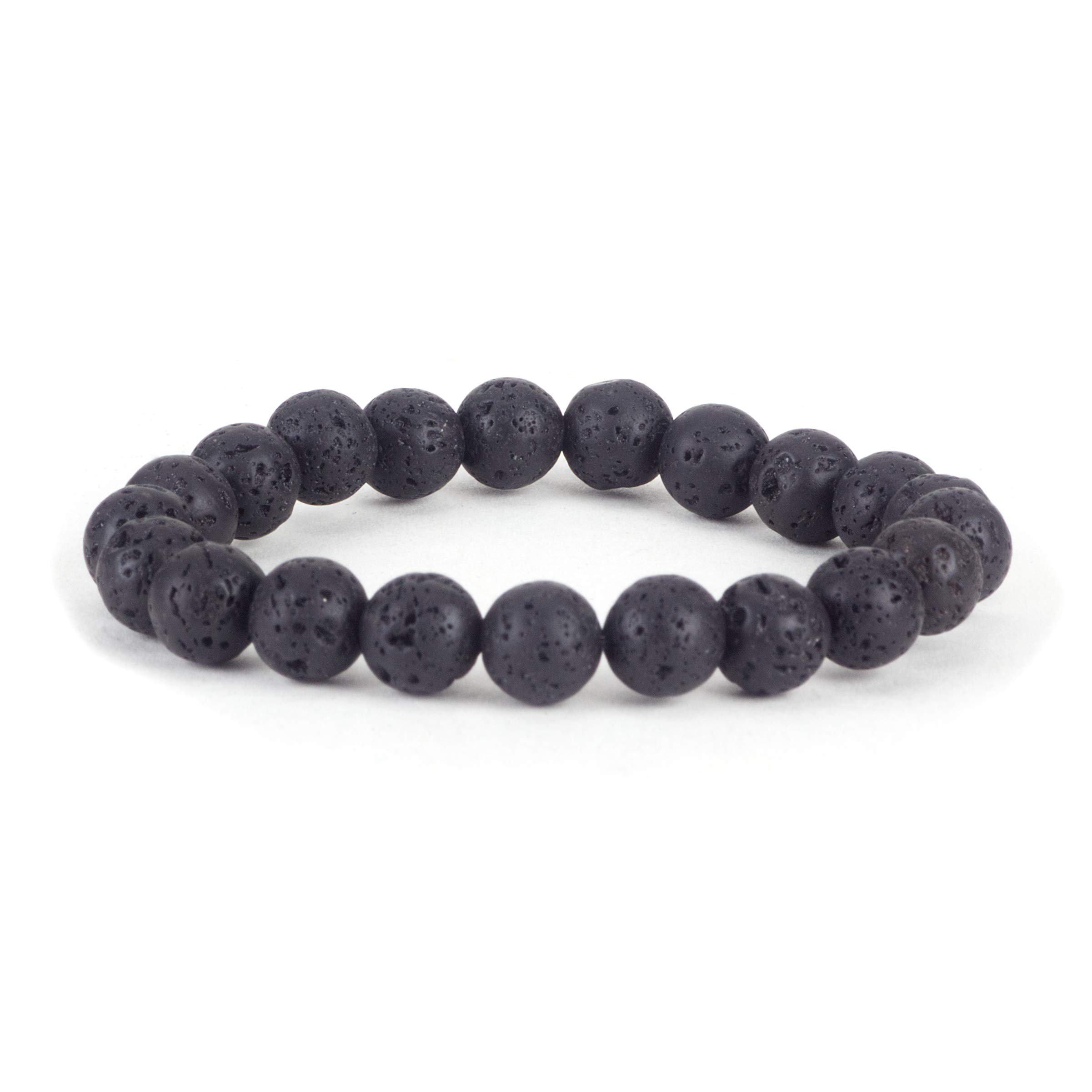 Cherry Tree Collection - Small, Medium, Large Sizes - Gemstone Beaded Bracelets For Women and Men - 8mm Round Beads (Lava - Medium)
