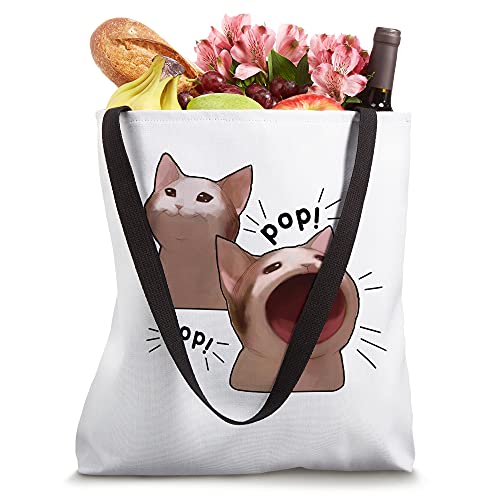 Funny Pop Cat Meme Tote Bag