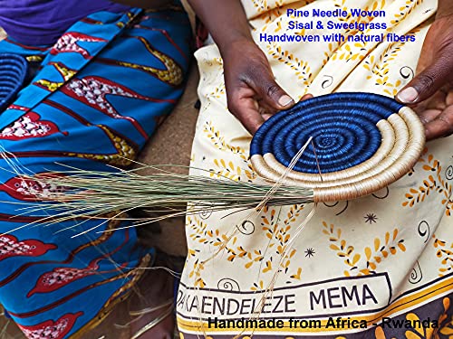 Hand Woven African Basket - Small - 8 Inches Sisal & Sweetgrass Basket - Woven Bowl - Handmade in Rwanda, SRB334