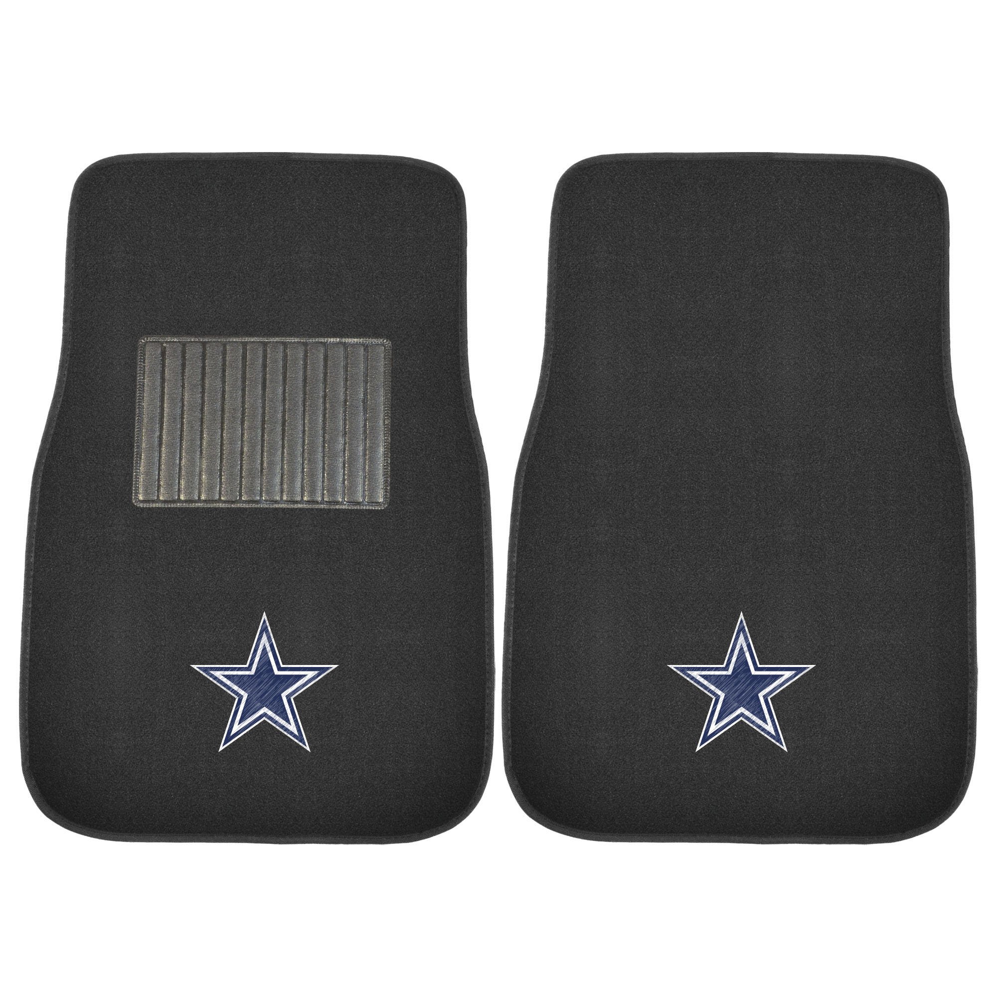 FANMATS 10316 NFL - Dallas Cowboys 2-pc Embroidered Car Mat Set for Front Seats | Black | 17"x25.5" | Star Primary Logo