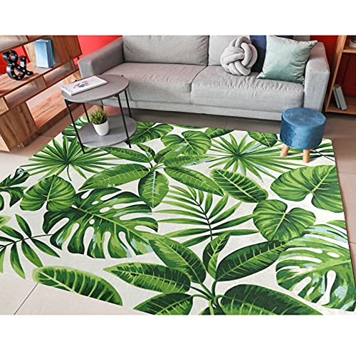 ALAZA Tropical Palm Tree Leaf Jungle Non Slip Area Rug 5' x 7' for Living Dinning Room Bedroom Kitchen Hallway Office Modern Home Decorative