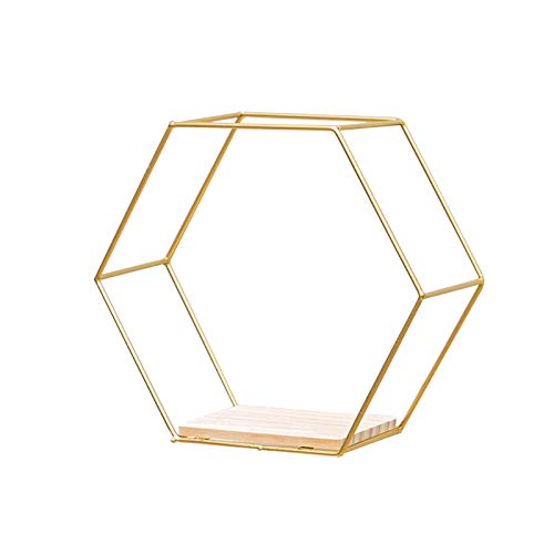 Hexagon Floating Shelves for Wall Storage Shelves Iron Wall Shelf for Bedroom Bathroom Shelves Nordic Style Floating Shelf Room Wall Decor Golden M