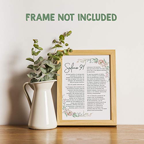 Salmo 91 En Espanol Wall Decor - Psalm 91 Cuadro - Christian Wall Decor In Spanish - 8x10 - Unframed
