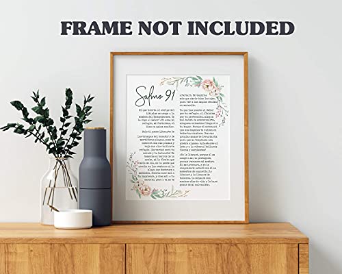 Salmo 91 En Espanol Wall Decor - Psalm 91 Cuadro - Christian Wall Decor In Spanish - 8x10 - Unframed