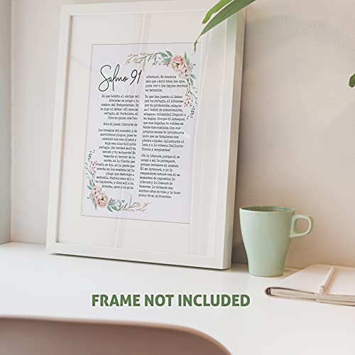 Salmo 91 En Espanol Wall Decor - Psalm 91 Cuadro - Christian Wall Decor In Spanish - 8x10 - Unframed
